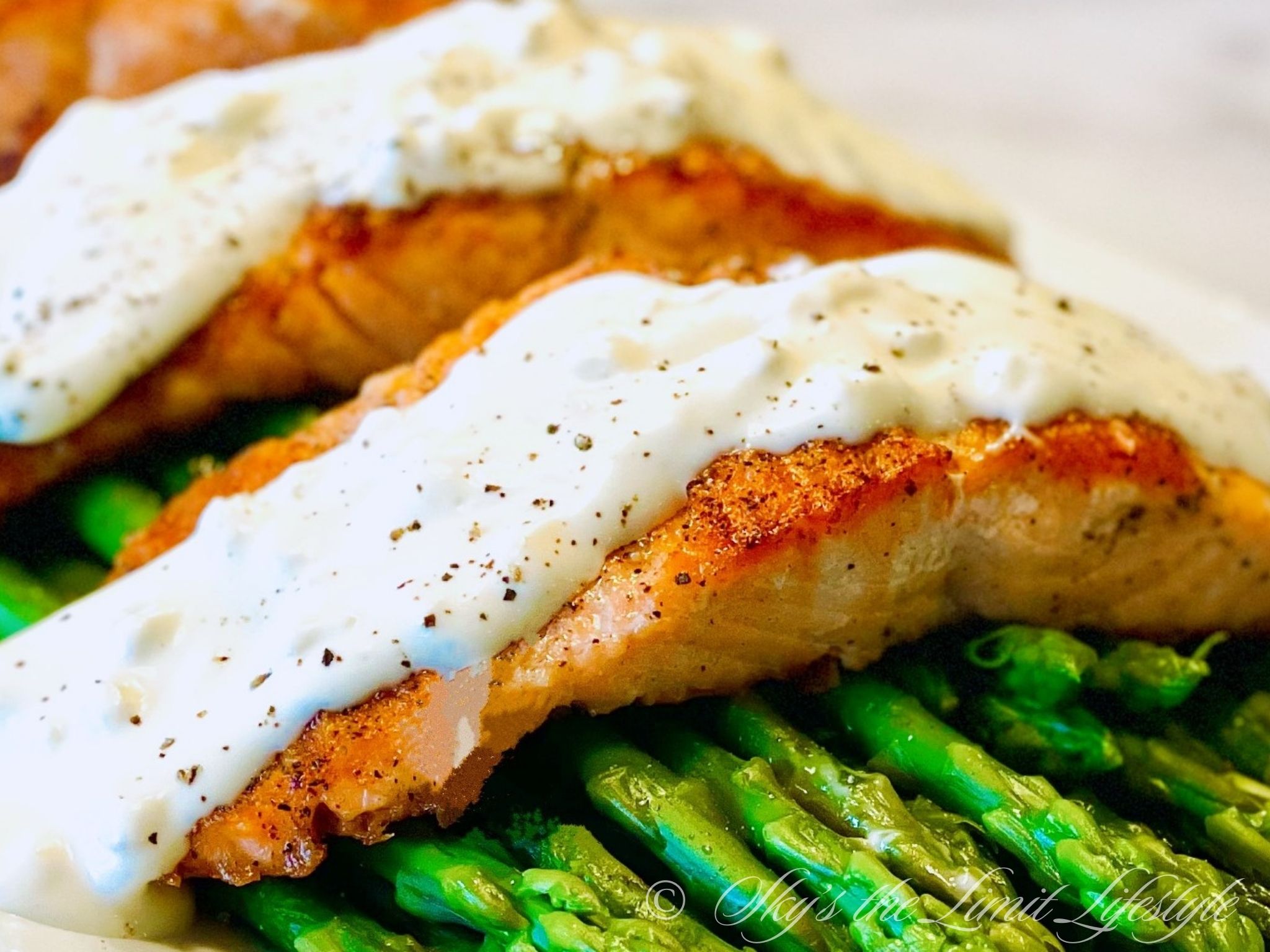 Pan Seared Salmon with Lemon Garlic Aioli - SKY’s the Limit Lifestyle